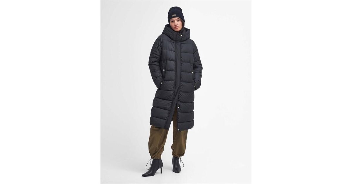 Barbour Longline Barron Puffer Jacket in Blue | Lyst UK