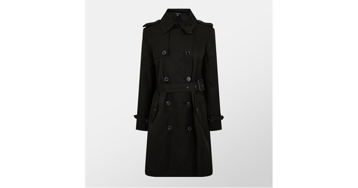 Ralph Lauren Double-Breasted Trench Coat in Black | Lyst UK