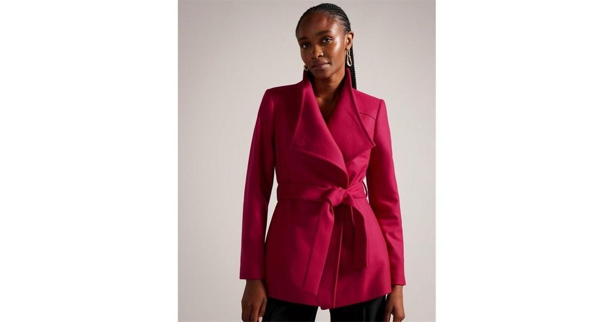 Ted Baker Ted Rytaa Wrap Coat Ld99 in Red | Lyst UK
