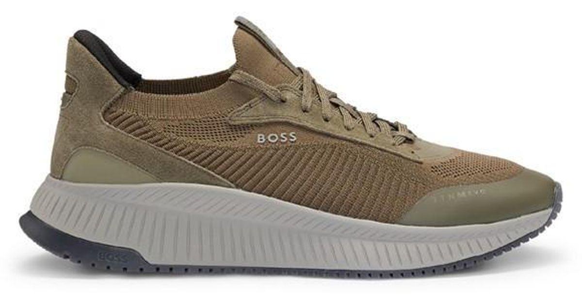 BOSS Ttnm Evo Trainers With Signature Detailing in Grey for Men | Lyst UK