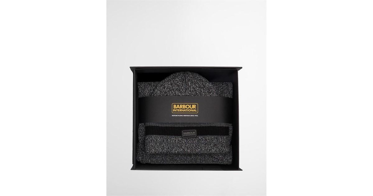 Barbour Boston Beanie & Scarf Gift Set in Black for Men | Lyst UK