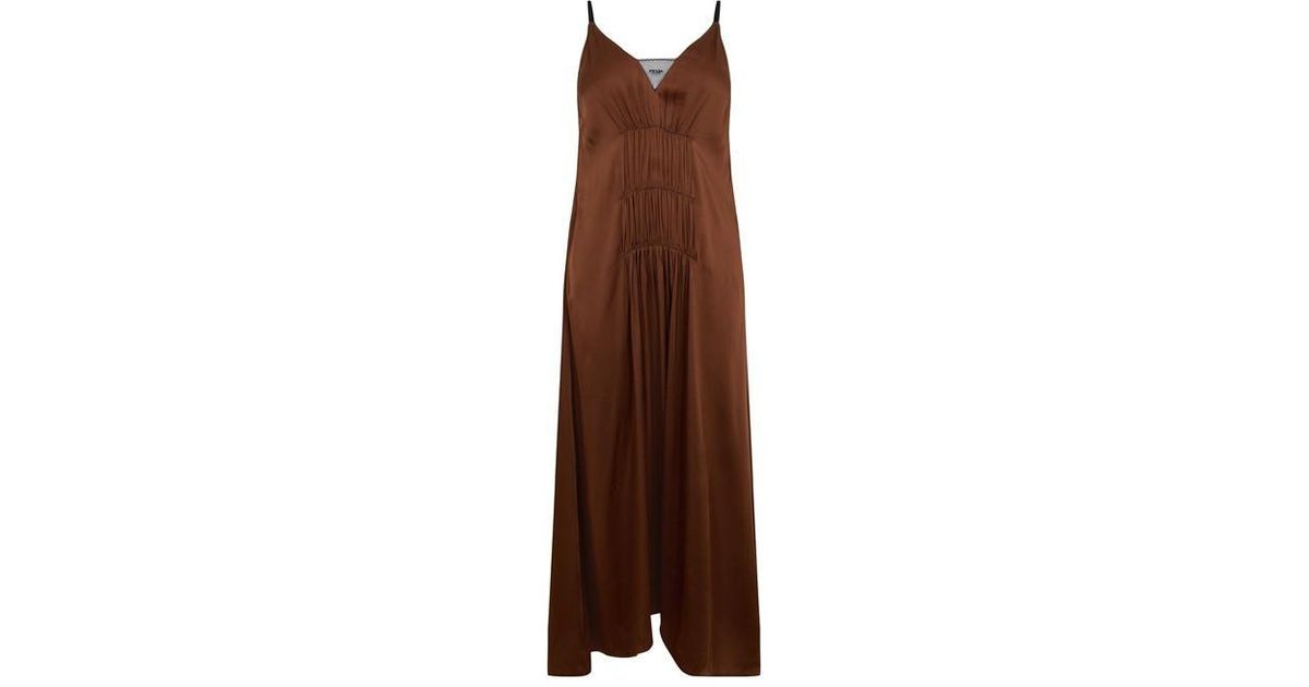 Prada Slip Dress Ld62 in Brown | Lyst UK