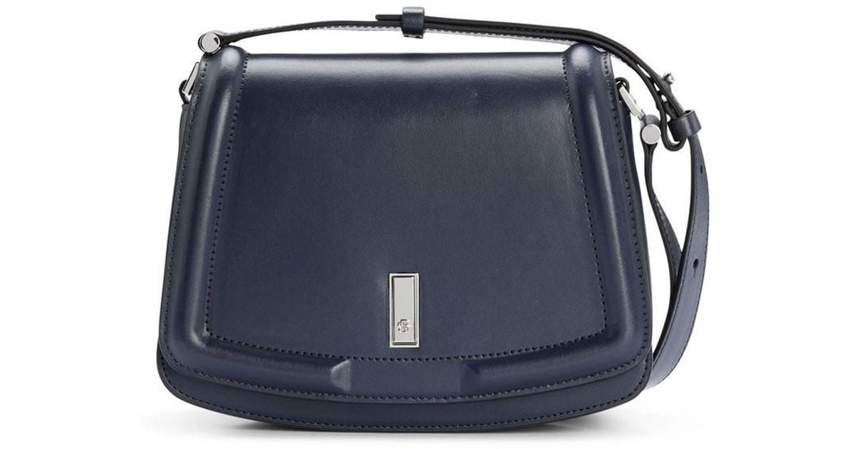 BOSS Ariell Leather Saddle Bag in Blue | Lyst UK