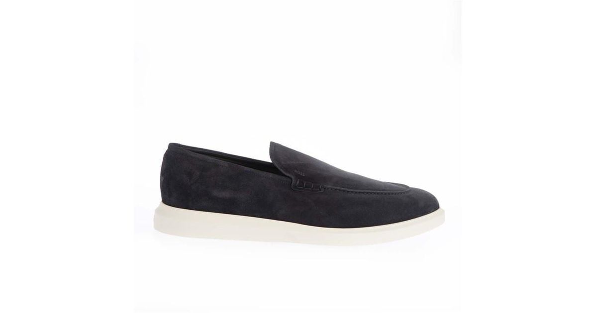 BOSS Randy Suede Loafers in Blue for Men | Lyst UK