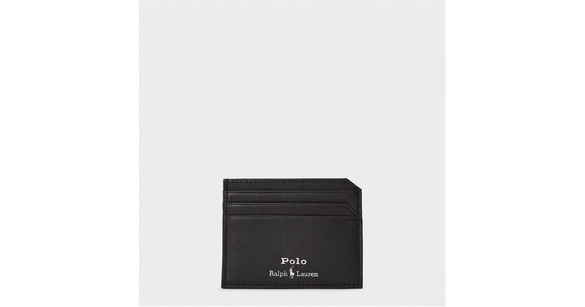 Polo Ralph Lauren Smooth Leather Card Case in Black for Men | Lyst UK