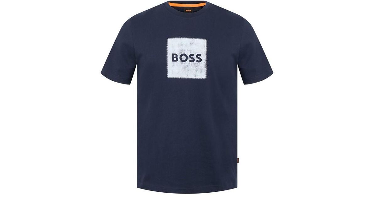 BOSS Hbo Stitch Logo T-Shirt in Blue for Men | Lyst UK