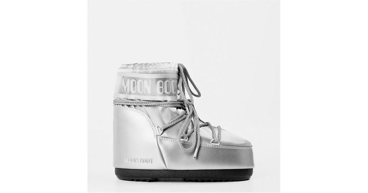 Moon Boot Icon Low Glance Satin Boots in Grey | Lyst UK