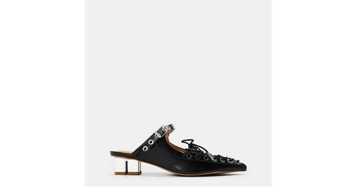 Ganni Lace Heel Mule in Black | Lyst UK