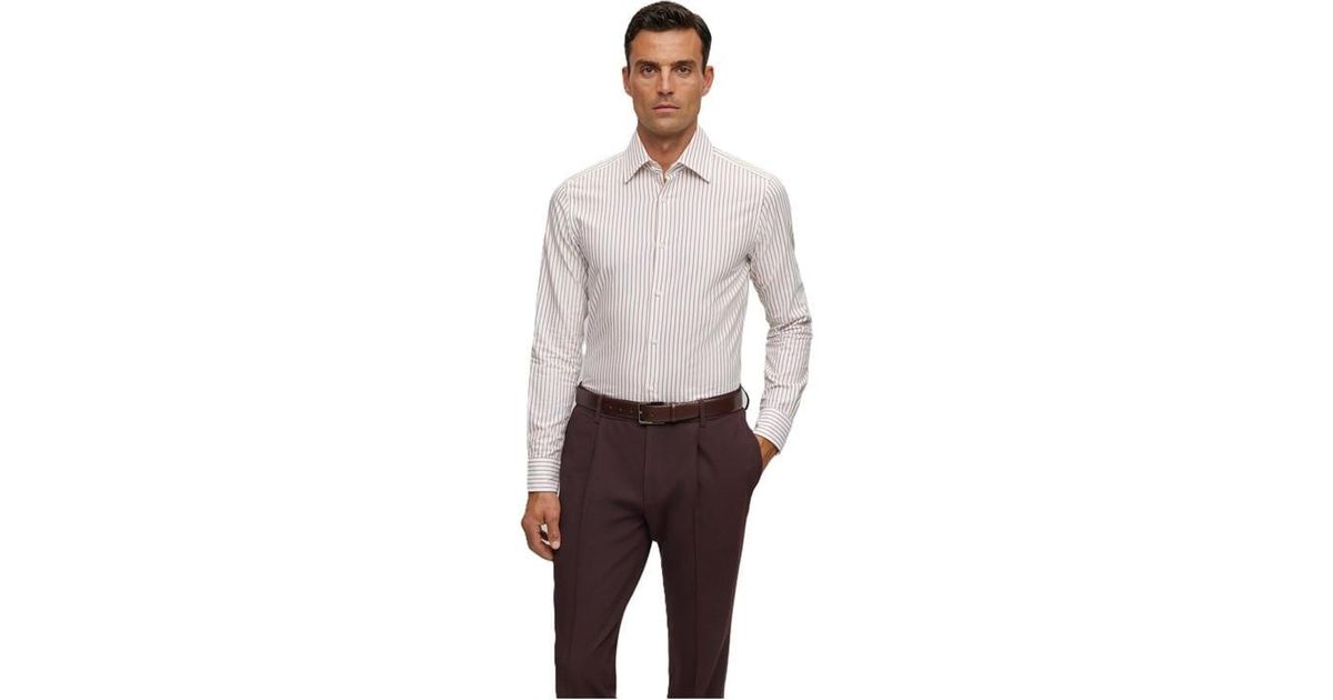 BOSS Long Sleeve Plain Shirt in Grey for Men | Lyst UK