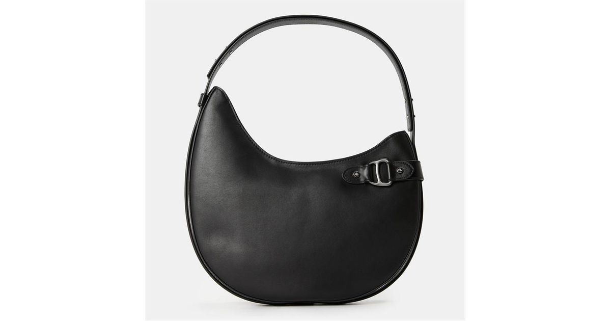 Ralph Lauren Real Leather Tasha Large Shoulder Bag in Black | Lyst UK
