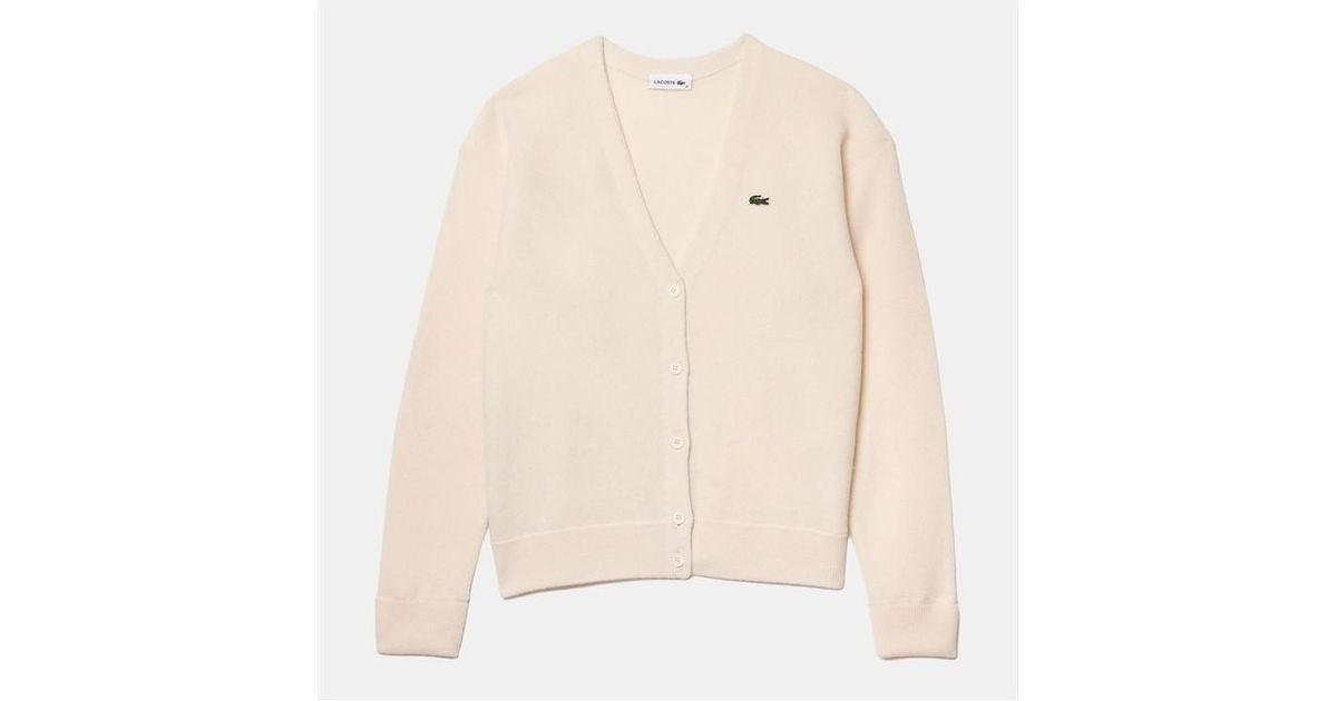 Lacoste Essentials Cardigan in Natural | Lyst UK