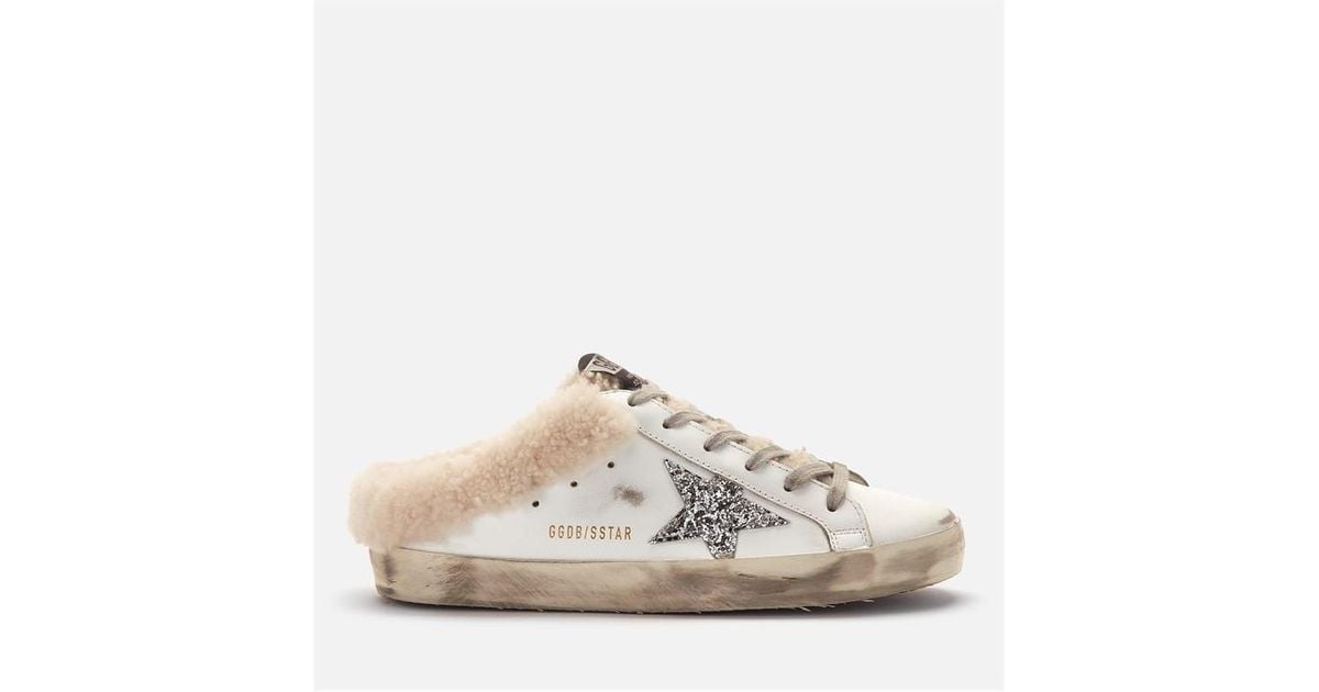Golden Goose Superstar Sabot Shearling Slip-On Trainers in White | Lyst UK