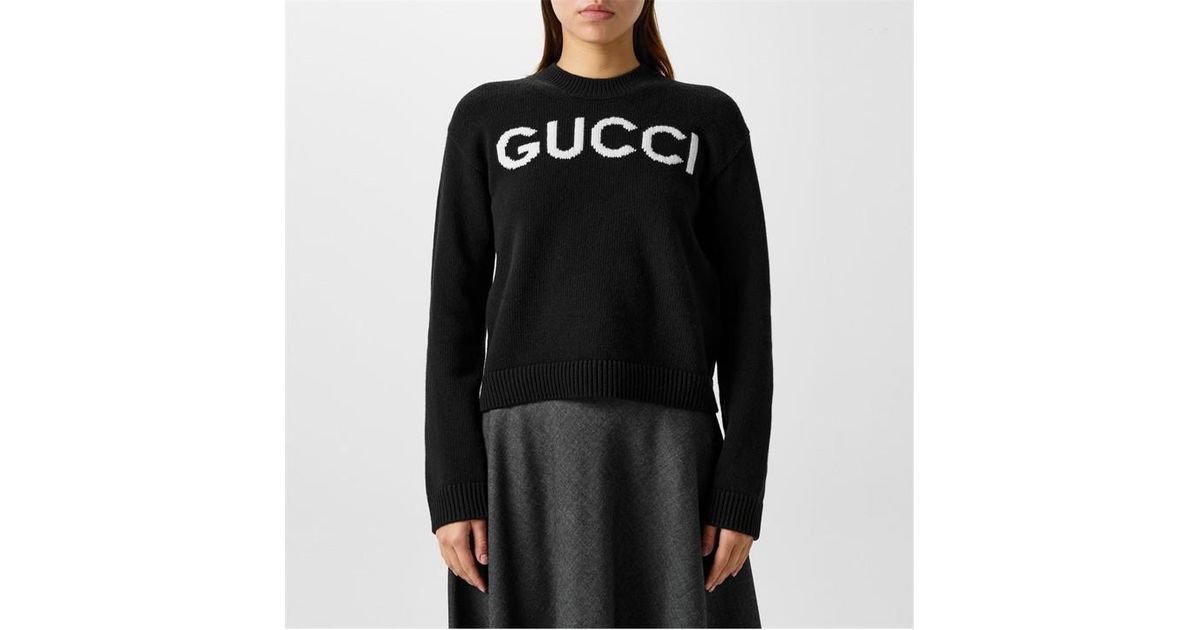 Gucci Logo Wool Jumper in Black | Lyst UK