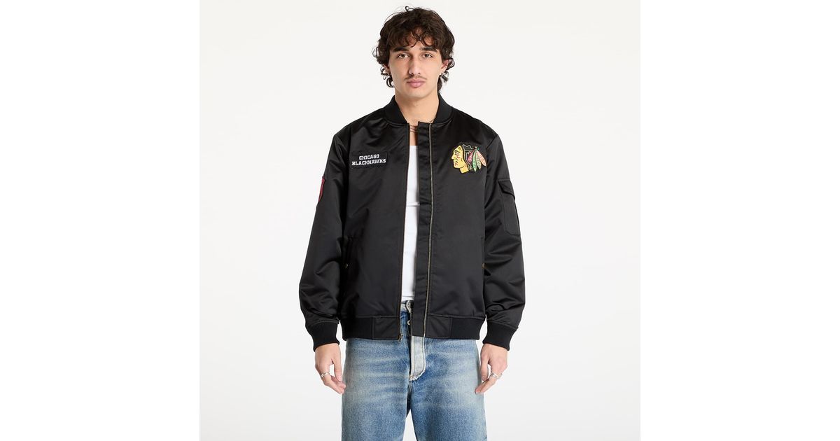Mitchell & Ness Jacket Nhl Team Leader Satin Current Logo Blackhawks ...