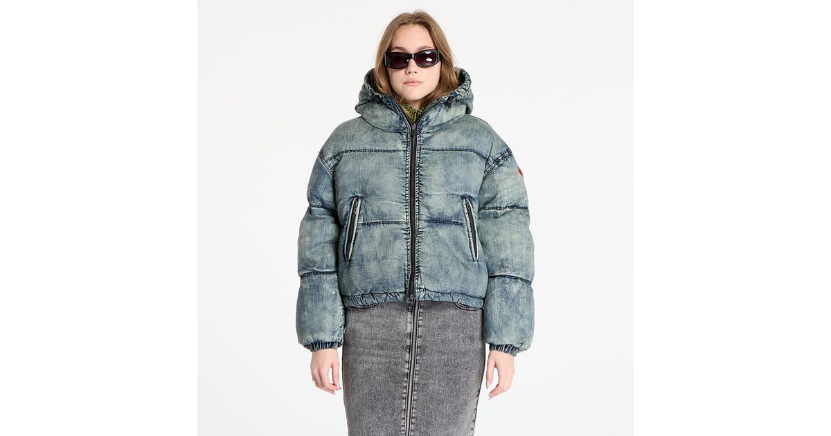 DIESEL Jacket W-Aves Cropped Puffer Jacket in Blue | Lyst