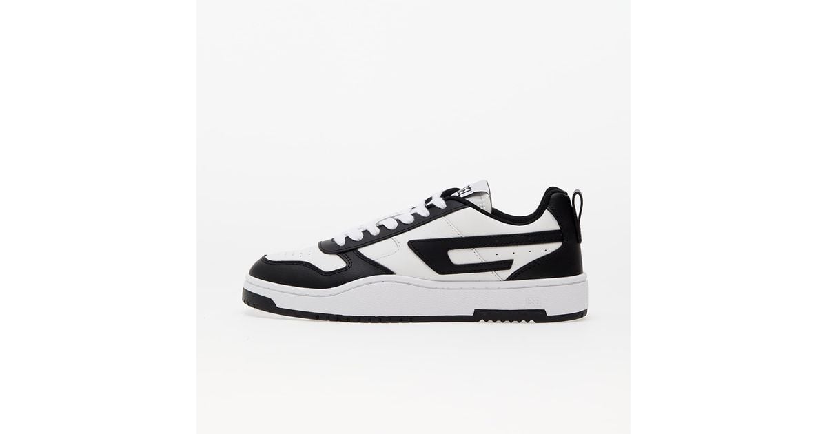 DIESEL Black And White Leather Sneakers for Men | Lyst