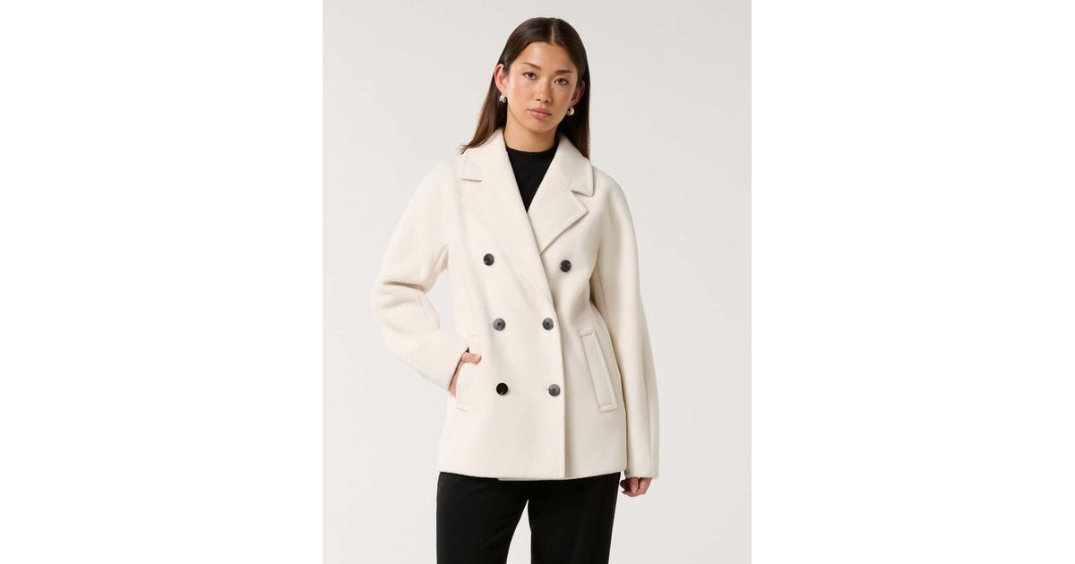 Forever New Bianca Mid Length Coat in Natural | Lyst UK