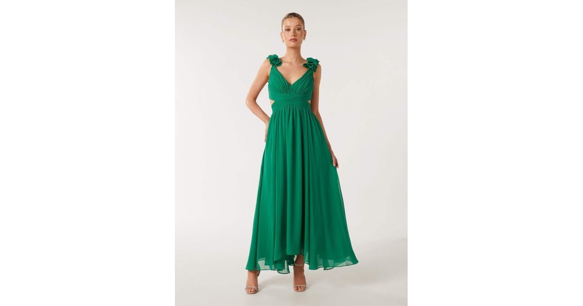 Forever New Selena Ruffle Shoulder Maxi Dress in Green | Lyst UK