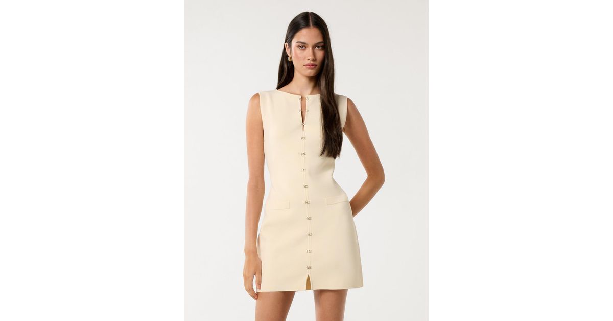 Forever New Mimi Hook And Eye Detail Mini Dress in Natural | Lyst UK