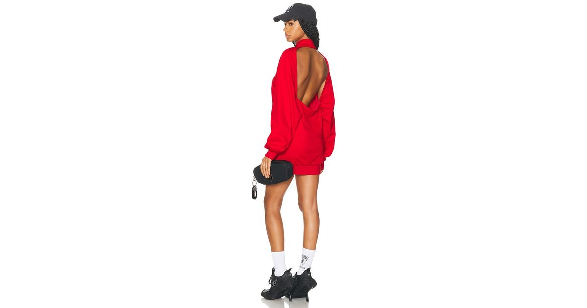 Balenciaga Back Tracksuit Dress in Red | Lyst