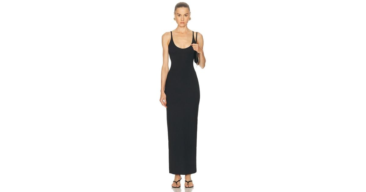 Skims Smooth Layers Skimpy Strap Maxi Dress in Black | Lyst