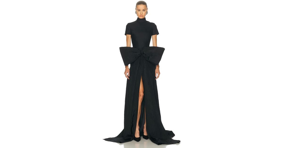 David Koma Oversized Bow Detail Gown in Black | Lyst