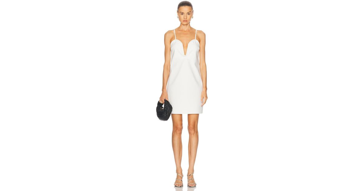 Adriana Degreas Solid Inamorata Deep V Mini Dress in White | Lyst