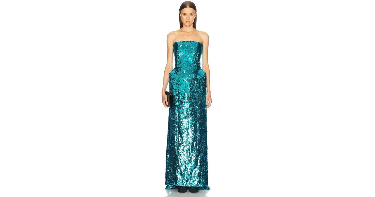 Balenciaga Bustier Gown in Blue | Lyst