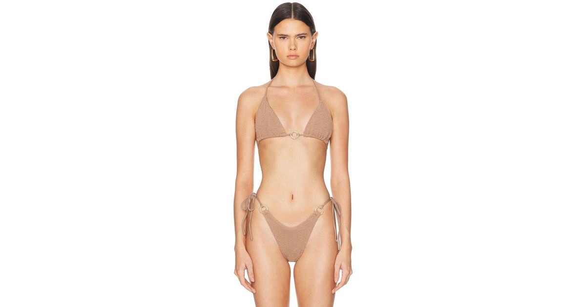 Bondeye Ring Ingrid Triangle Bikini Top in Natural | Lyst
