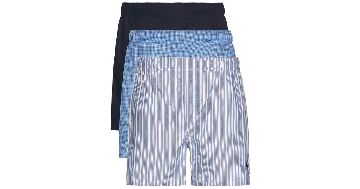 Polo Ralph Lauren Classic Fit Cotton Boxer 3 Pack in Blue for Men | Lyst