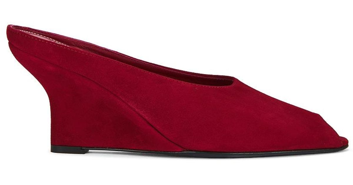 TOTEME Peep Toe Velvet Wedge in Red | Lyst