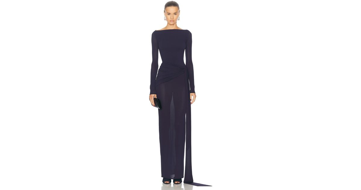 Alex Perry Gathered Jersey Maxi Dress in Blue | Lyst