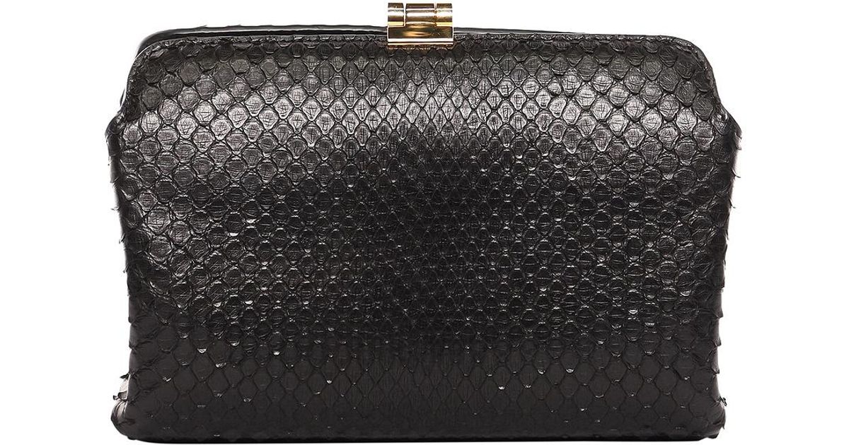 The Row Amazon Python Clutch in Black | Lyst