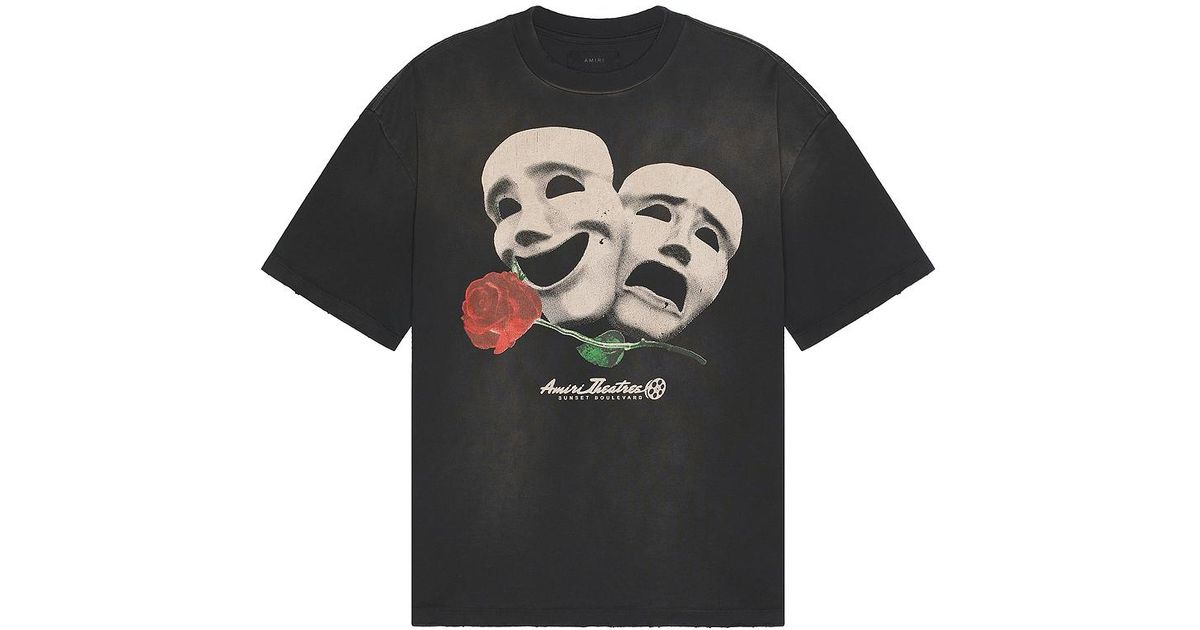 Amiri Theatre Masks Oversized Tee in Black for Men | Lyst