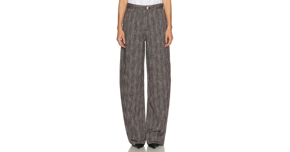 DARKPARK Khris Herringbone Wool Barrel Leg Pant in Gray | Lyst
