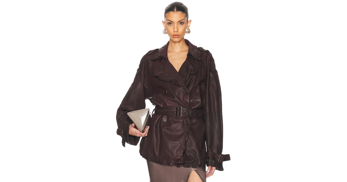 Acne Studios Lolu Leather Jacket in Brown | Lyst