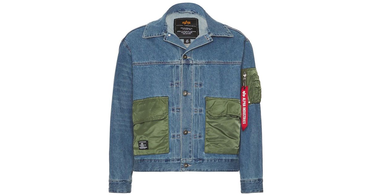 Alpha Industries Denim Jacket in Blue for Men | Lyst