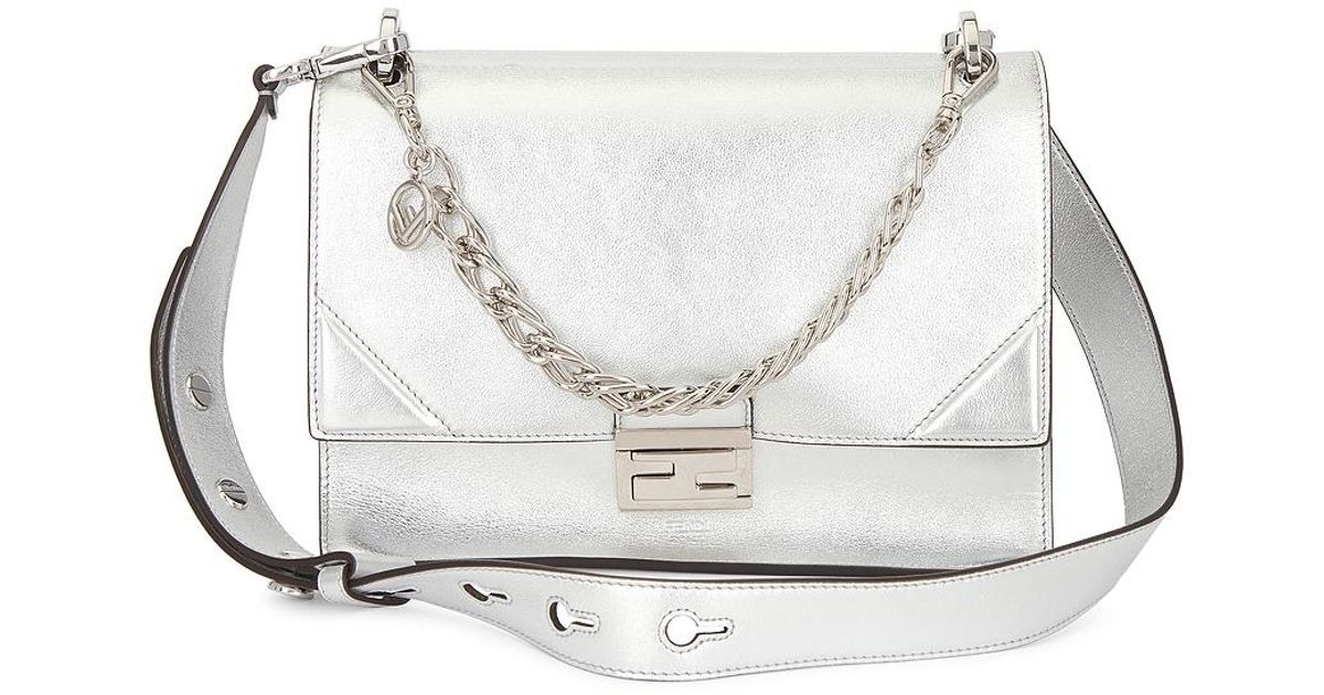 Fendi Vitello Catalan Mirror F Is Kan U Shoulder Bag in White | Lyst