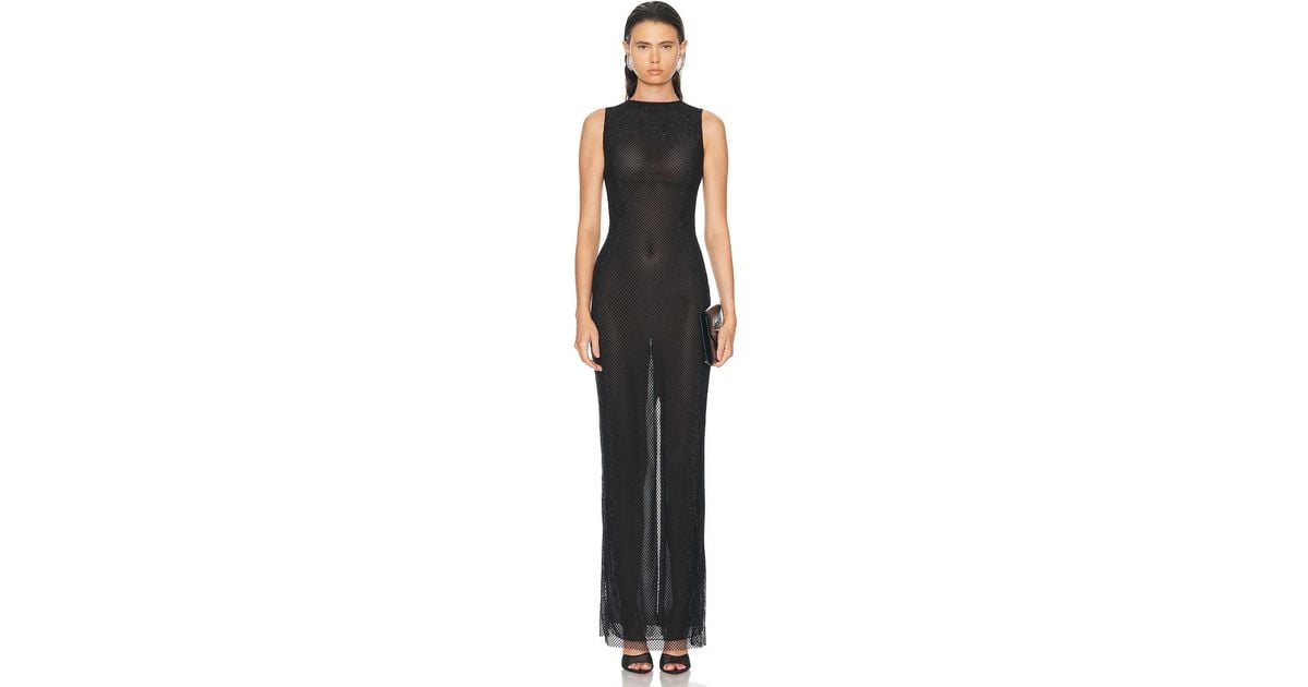 Monot Crystal Net Sleeveless Maxi Dress in Black | Lyst