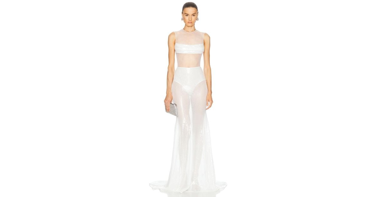 Alex Perry Sequin Gown in White | Lyst