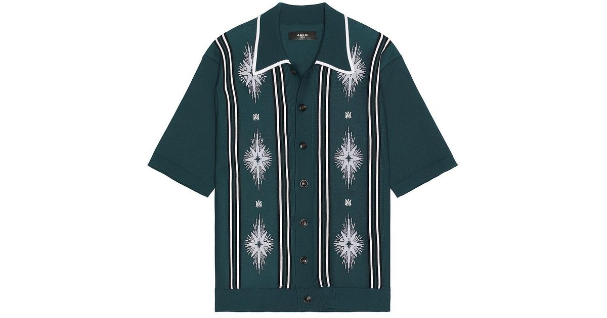 Amiri Starburst Button Down Polo in Green for Men | Lyst