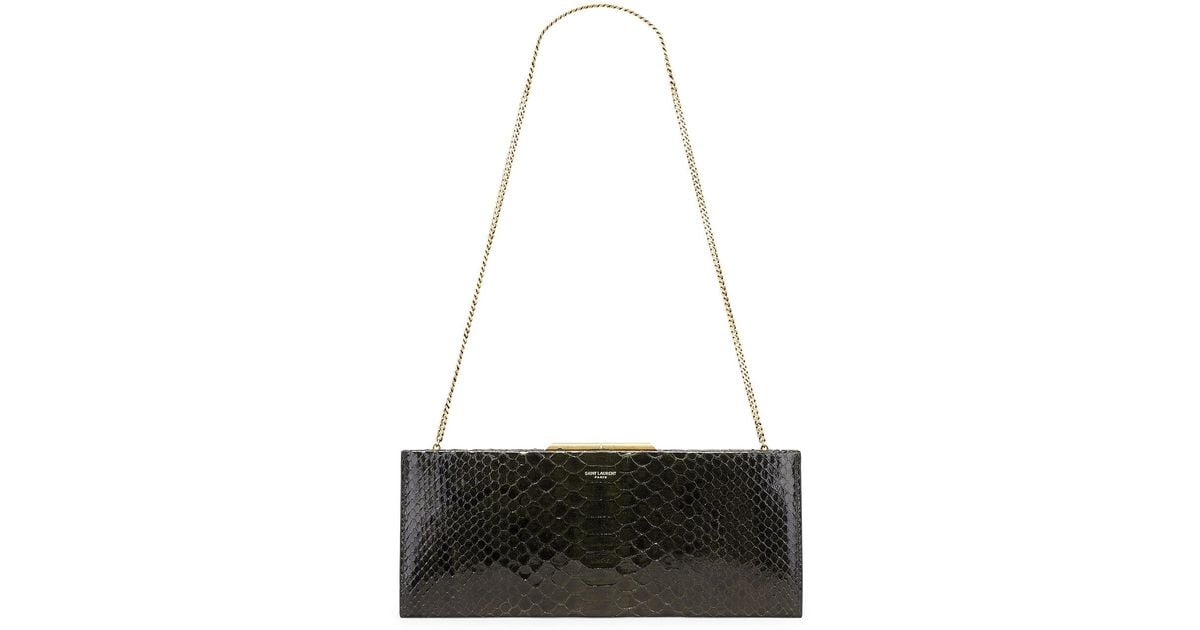 Saint Laurent Python Small Midnight Pochette Bag in Black | Lyst