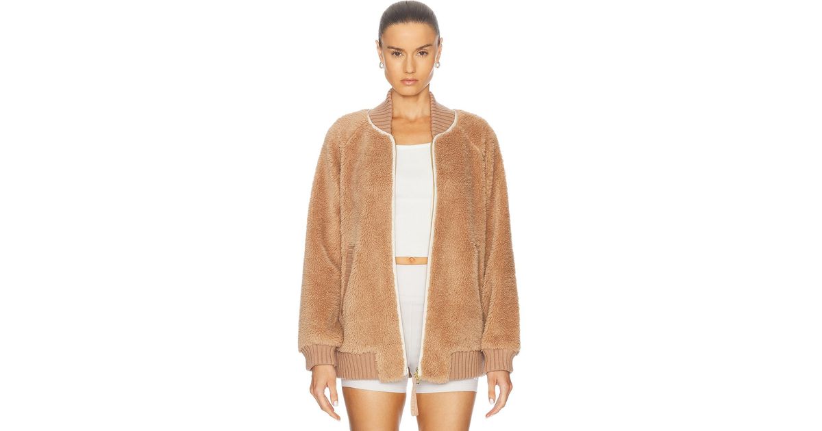 Varley Ella Longline Sherpa Bomber Jacket in Natural | Lyst
