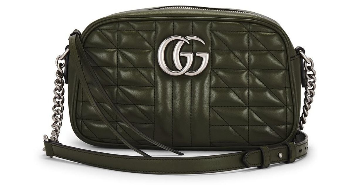 Gucci Aria Gg Marmont Shoulder Bag in Green | Lyst