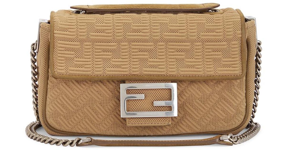 Fendi X Skims Midi Chain Baguette Shoulder Bag in Natural | Lyst