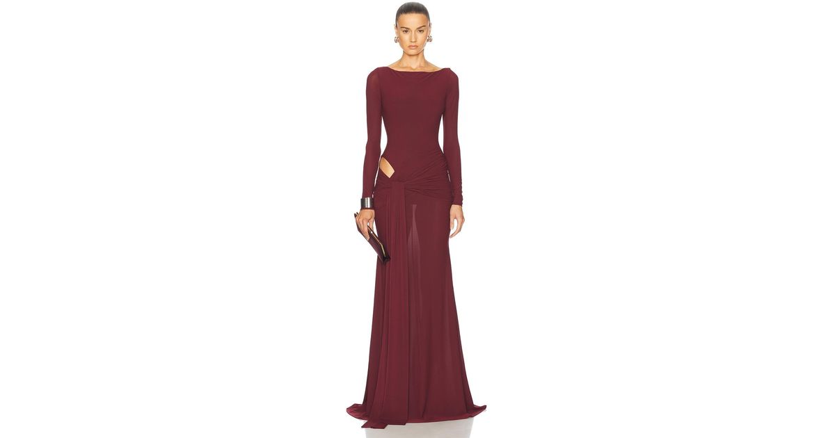 Alex Perry Wrapped Jersey Gown in Red | Lyst