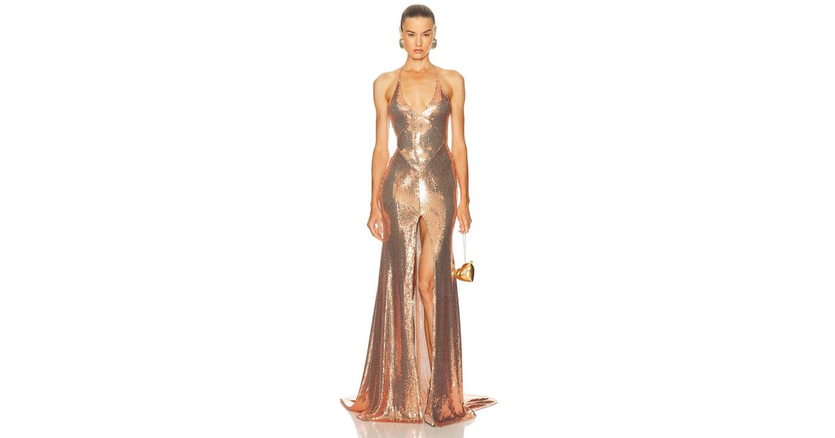 Alex Perry Panelled Bikini Gown in Natural | Lyst