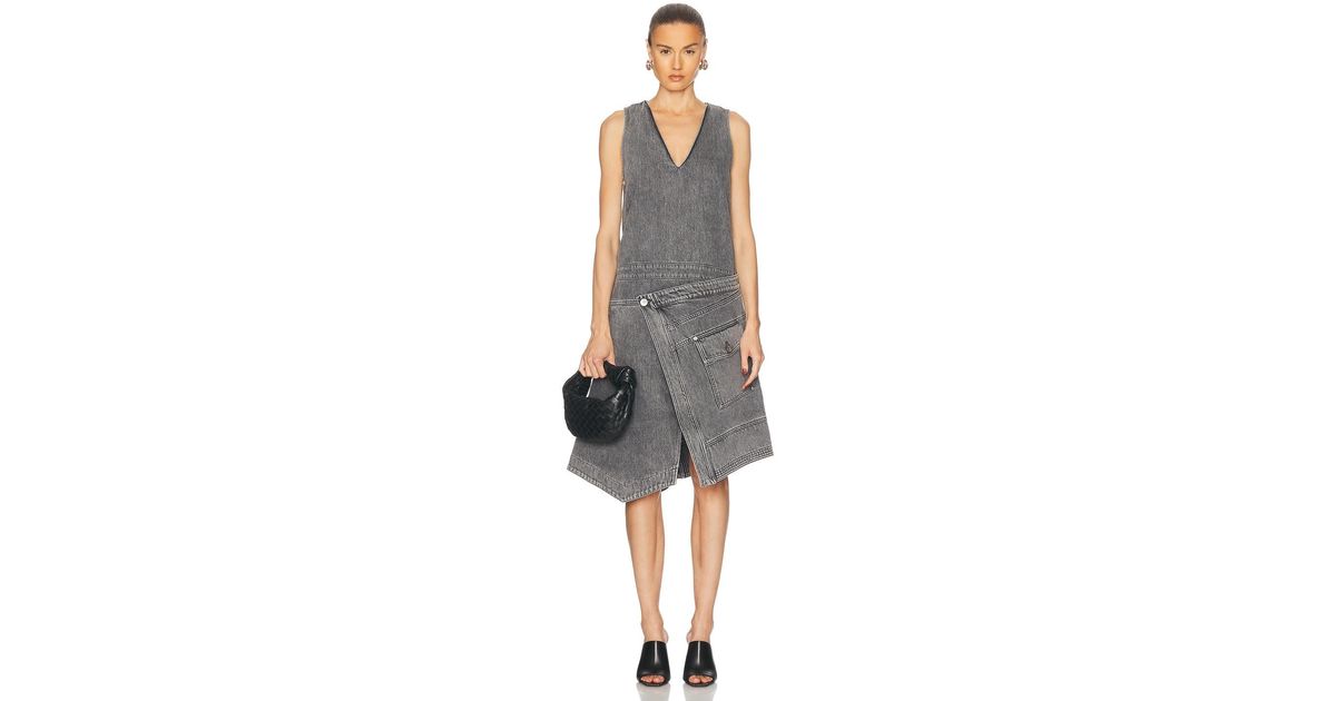 JW Anderson Mini Wrap Dress in Gray | Lyst