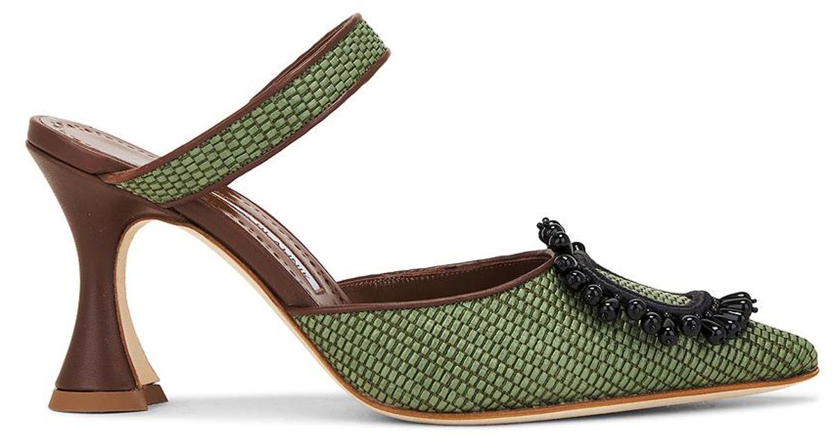 Manolo Blahnik Atika 90 Mule in Green | Lyst