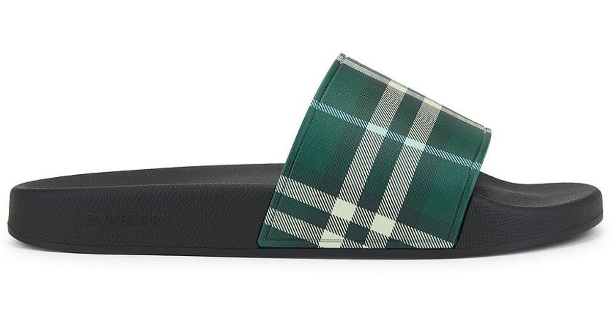 Burberry Furley Slide in Green for Men | Lyst